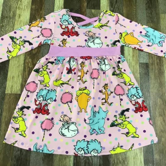 Dresses | Dr Seuss Day Pink The Lorax Milk Silk Longsleeve Dress | Poshmark